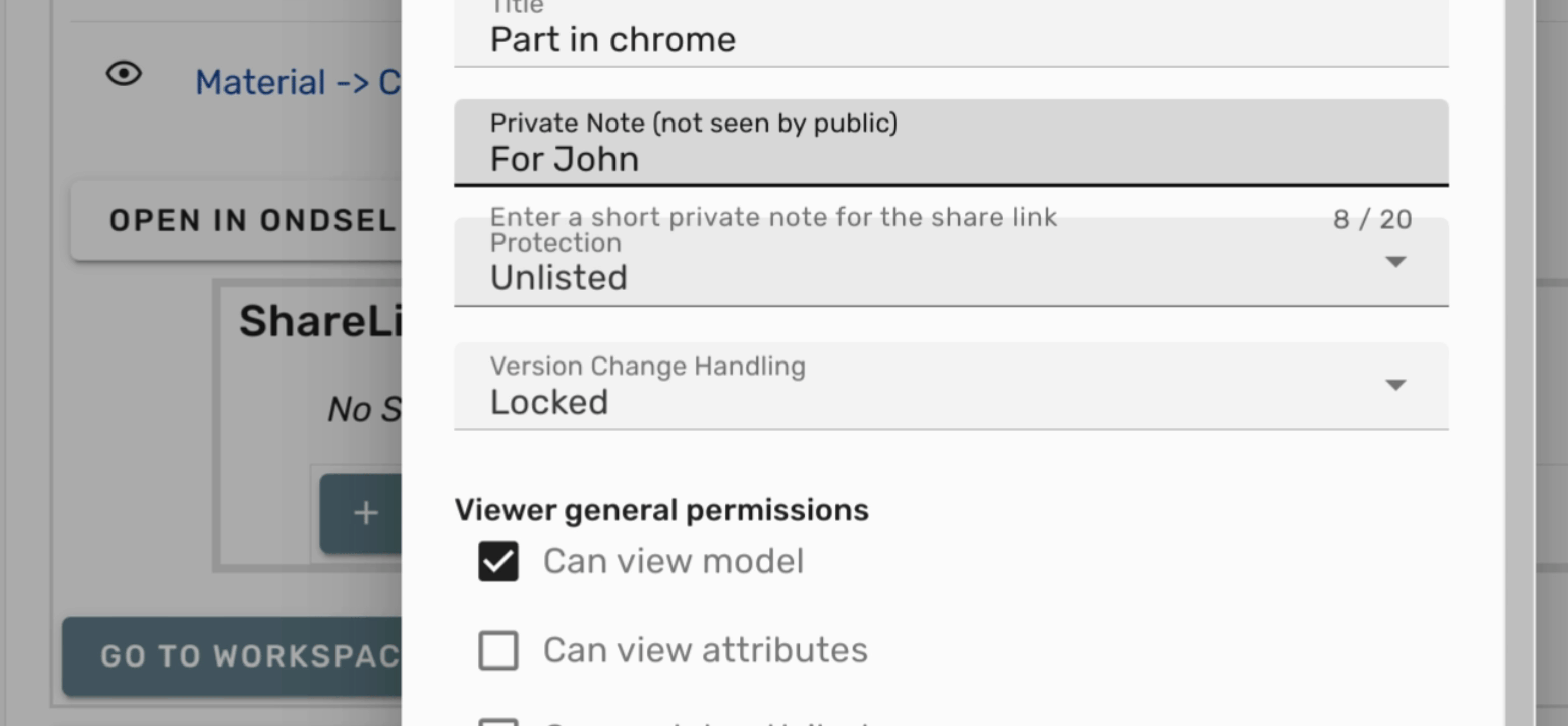 Share a model with PIN protection – Ondsel Lens